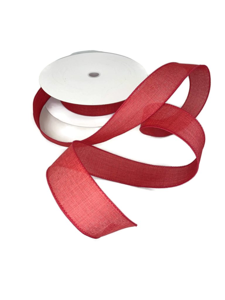 Red Denim Wired Ribbon, #9, 50 yards - Ladybug Wreaths Shop